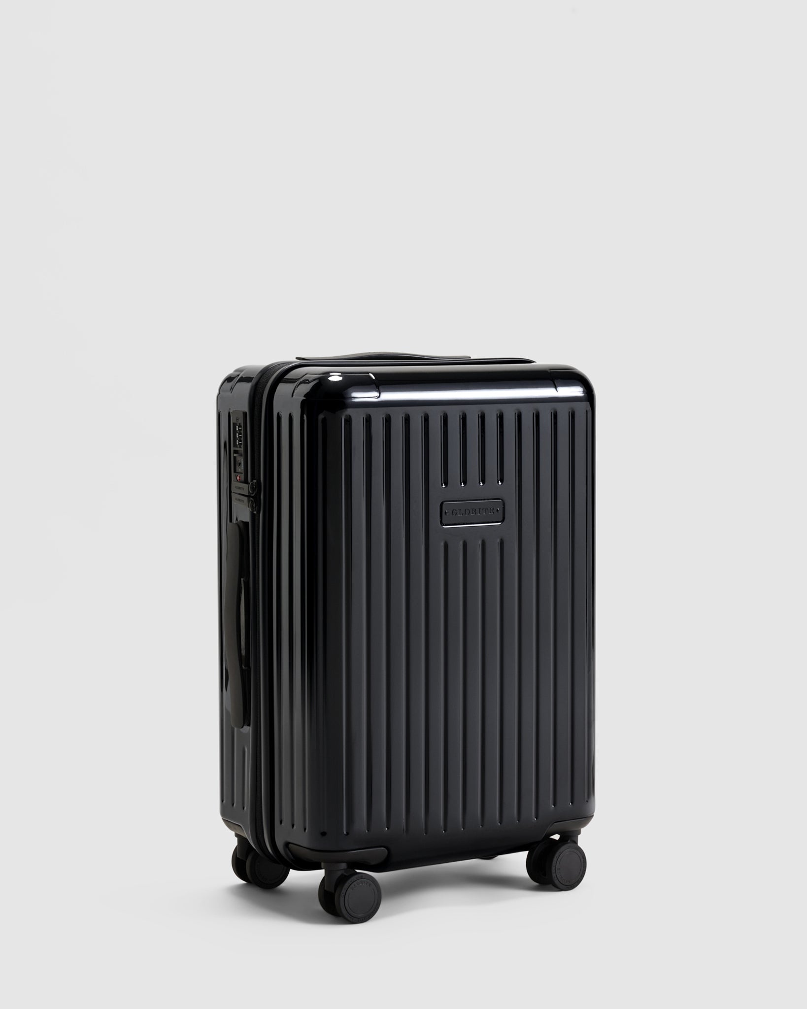 Gloss Black Hard Carry On Suitcase | Free Shipping