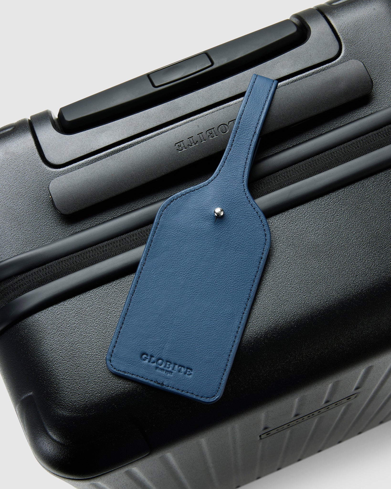 Navy Blue Leather Luggage Tag | Globite